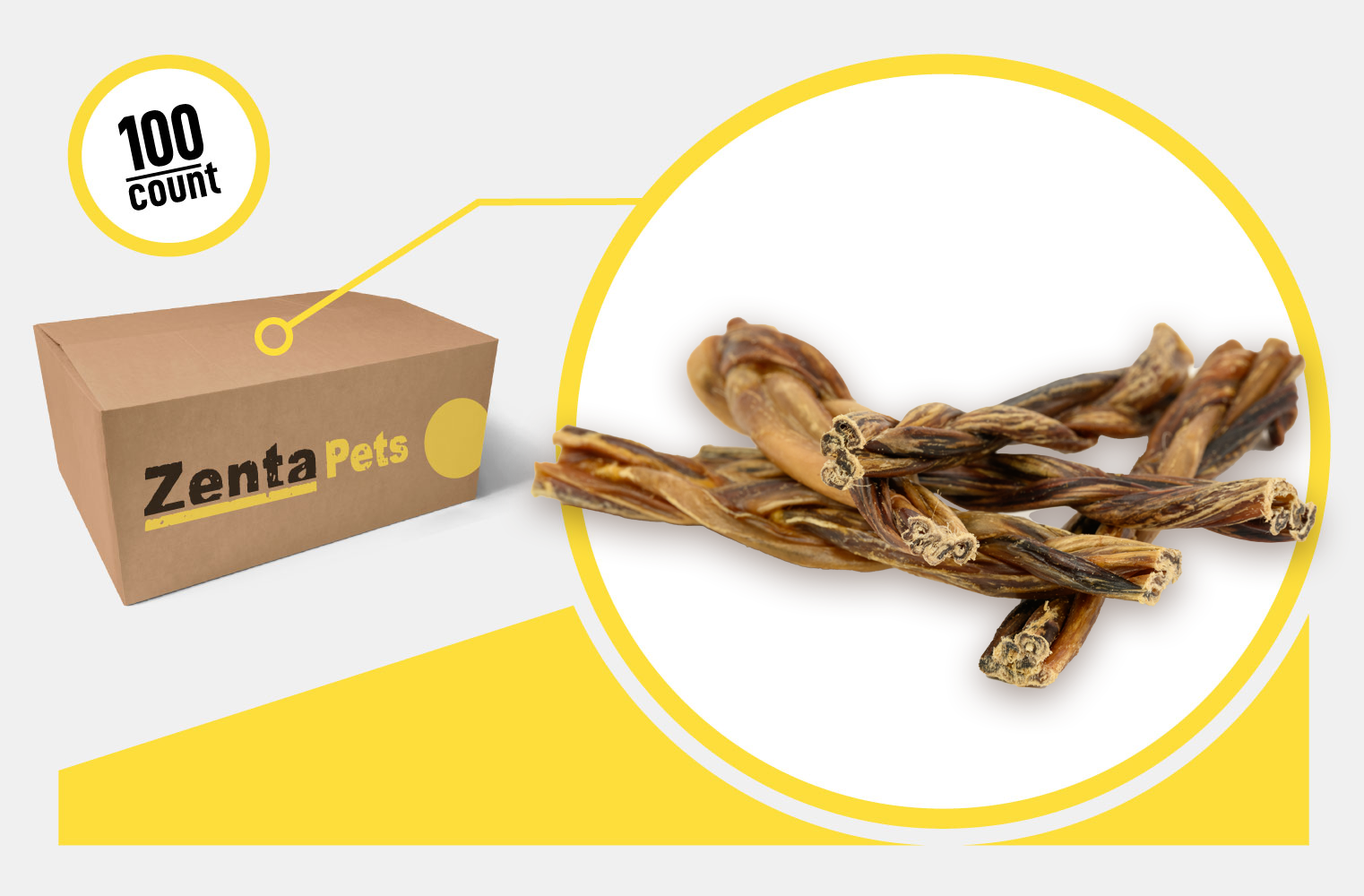 6" Braided Pig Pizzle - Bulk Box