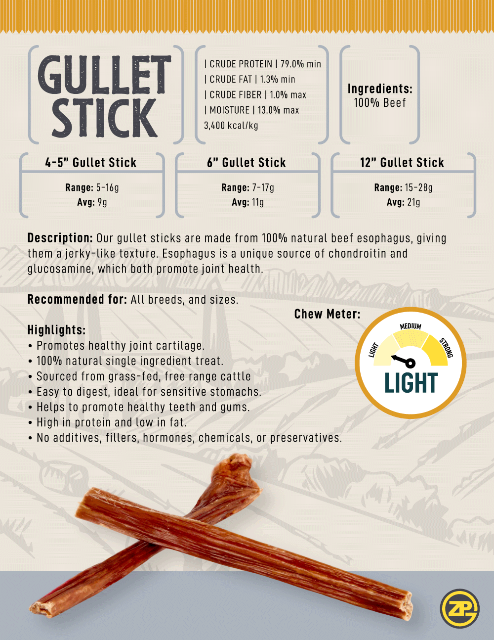 12" Gullet Sticks - Bulk Box